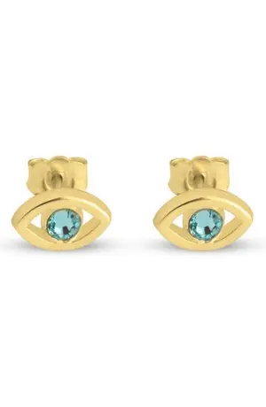 MELANIE MARIE MELANIE MARIE Evil Eye Birthstone Stud Earrings Gold Plated