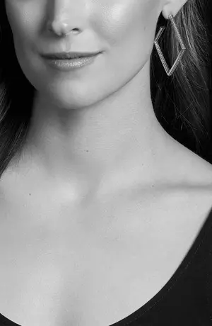 Lagos Square Caviar Hoop Earrings - Silver