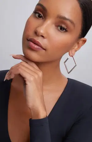 Lagos Square Caviar Hoop Earrings - Silver