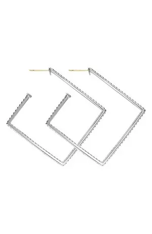Lagos Square Caviar Hoop Earrings - Silver