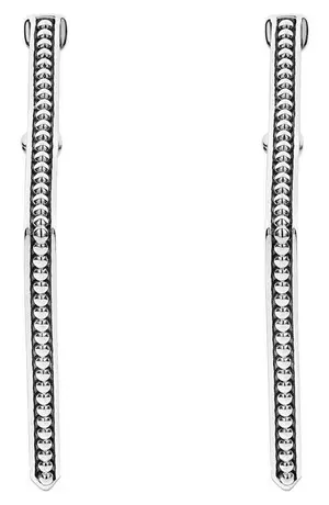 Lagos Square Caviar Hoop Earrings - Silver