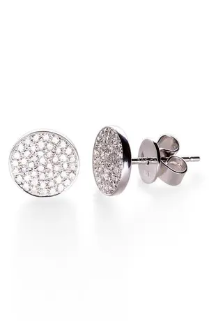 Ef Collection Diamond Disc Stud Earrings - White Gold/diamond