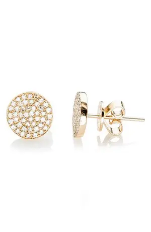 Ef Collection Diamond Disc Stud Earrings - Yellow Gold