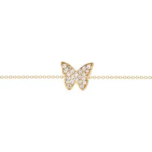 Ef Collection Diamond Butterfly Pendant Bracelet - Yellow Gold