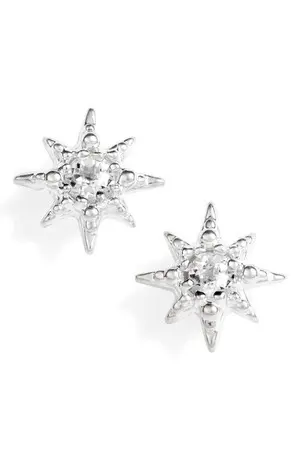 Anzie Micro Starburst Turquoise Stud Earrings Silver