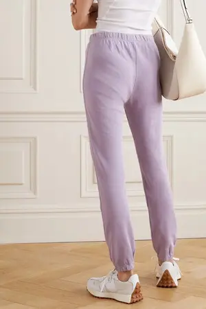 JAMES PERSE James Perse Cropped Supima Cotton-Terry Track Pants Purple