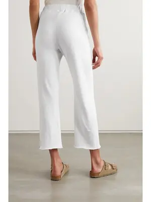 JAMES PERSE Cropped Supima Cotton-terry Track Pants - White