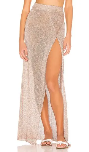 Superdown Superdown Keva Metallic Wrap Maxi Skirt Bronze