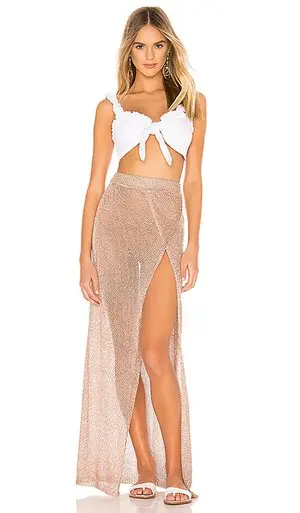 Superdown Keva Metallic Wrap Maxi Skirt - Bronze