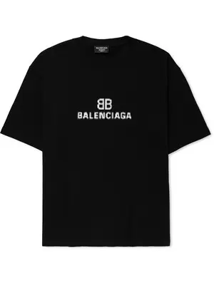 Balenciaga Logo-Print Cotton-Jersey T-Shirt - Black | Editorialist