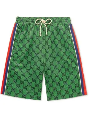 ⭕Gucci GG Monogram Jersey shortpants Gucci Webbing-Trimmed Monogrammed Tech-Jersey Drawstring Shorts