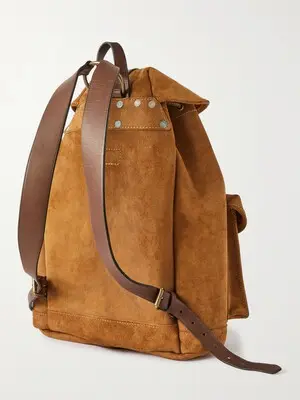 Ralph Lauren Leather-Trimmed Roughout Suede Backpack - Brown