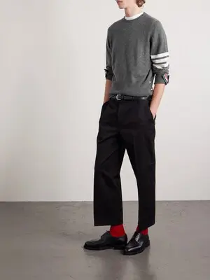Thom Browne Slim-fit Striped Cashmere Sweater - Gray