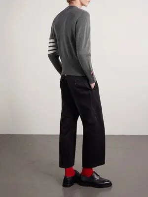 Thom Browne Slim-fit Striped Cashmere Sweater - Gray
