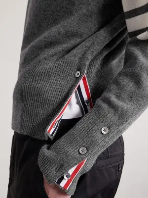 Thom Browne Slim-fit Striped Cashmere Sweater - Gray