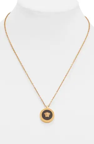 Versace Medusa Head Pendant Necklace - Gold/black