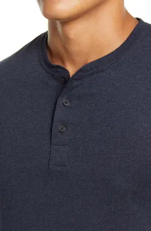Billy Reid Herringbone Terry Long Sleeve Henley T-shirt