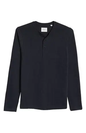 Billy Reid Herringbone Terry Long Sleeve Henley T-shirt