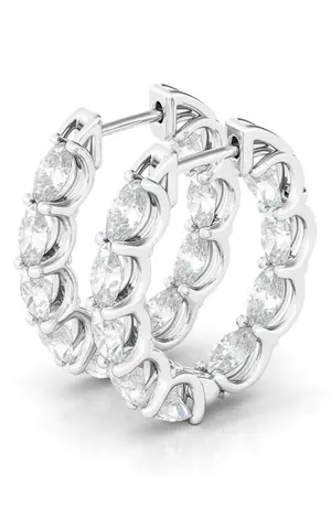 HAUTECARAT Oval Lab-grown Diamond 18k Gold Hoop Earrings - White Gold