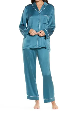 PAPINELLE Silk Pajamas Deep Teal