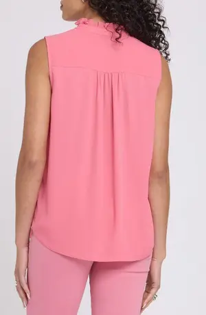 NYDJ Sleeveless Ruffle Neck Top - Desert Rose