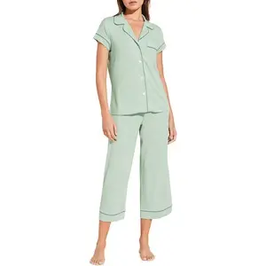 Eberjey Gisele Short Sleeve Cropped Pajamas Surf Spray/ Agave