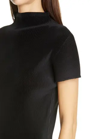 Issey Miyake Mist Basics Funnel Neck Top - Black