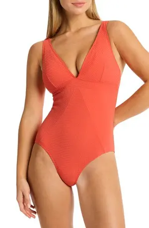 SEA LEVEL Sea Level Panel Line Multifit One-Piece Swimsuit Flame