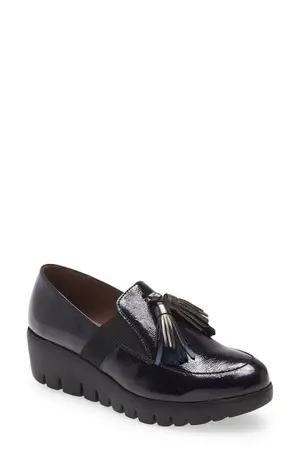 WONDERS Loafer Wedge - Lack Noche/wash Plomo