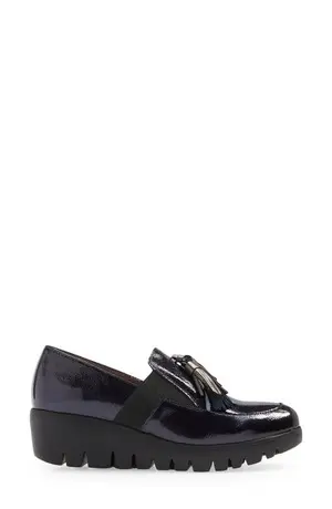 WONDERS Loafer Wedge - Lack Noche/wash Plomo