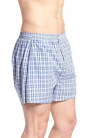 Nordstrom 3-pack Classic Fit Boxers - Blue Dazzle Solid- Plaid Pack