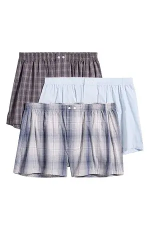 Nordstrom 3-pack Classic Fit Boxers Blue Ombre Plaid Multi