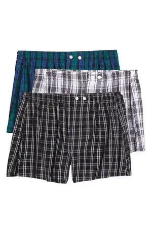 Nordstrom 3-pack Classic Fit Boxers Grey Jones Plaid Multi