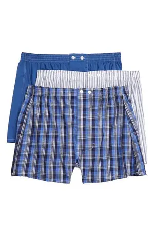 Nordstrom 3-pack Classic Fit Boxers Navy Peacoat Stripe Plaid Pack