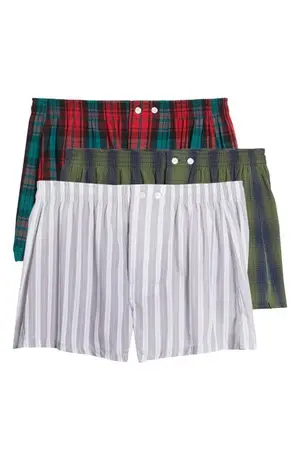 Nordstrom 3-pack Classic Fit Boxers Red Toreador Tartan Multi