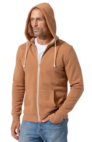 THREADS 4 THOUGHT Trim Fit Heathered Fleece Zip Hoodie Heather Saddle