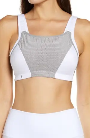 GLAMORISE Custom Control Sports Bra - White/gray