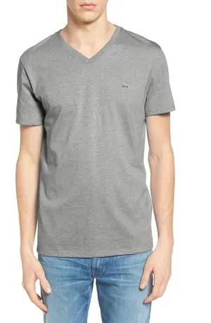 Lacoste Regular Fit V-neck T-shirt Silver Chine