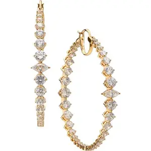 Nadri Leah Statement Hoop Earrings - Gold
