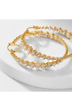 Nadri Leah Statement Hoop Earrings - Gold
