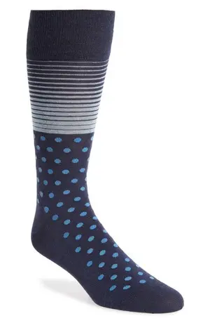 Cole Haan Stripe & Dot Socks - Marine Blue