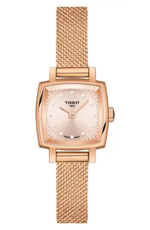 TISSOT Lovely Square Diamond Bracelet Watch - Rose Gold
