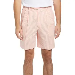 Berle Pleated Seersucker Shorts - Orange