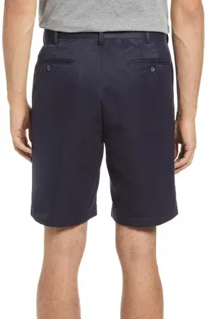 Berle Microfiber Flat-front Shorts - Navy
