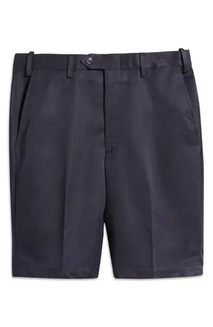 Berle Microfiber Flat-front Shorts - Navy