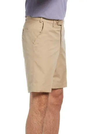Berle Prime Flat Front Poplin Shorts - Tan