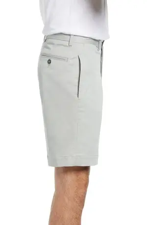Berle Charleston Flat Front Stretch Poplin Shorts - Light Grey