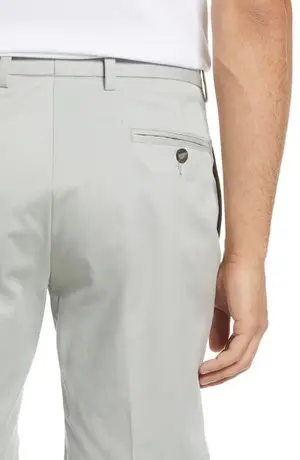 Berle Charleston Flat Front Stretch Poplin Shorts - Light Grey