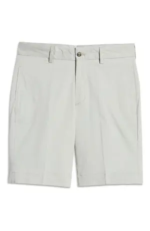 Berle Charleston Flat Front Stretch Poplin Shorts - Light Grey