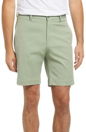 Berle Charleston Flat Front Stretch Poplin Shorts - Sage